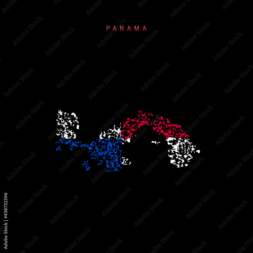 Panama flag map, chaotic particles pattern in the Panamanian flag ...