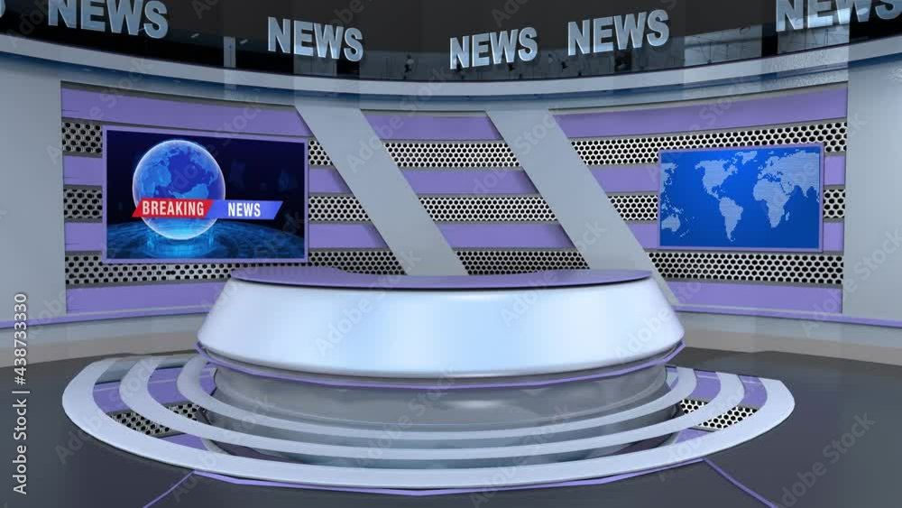 News TV Studio Set _Virtual Green Screen Background Loop Stock Video ...