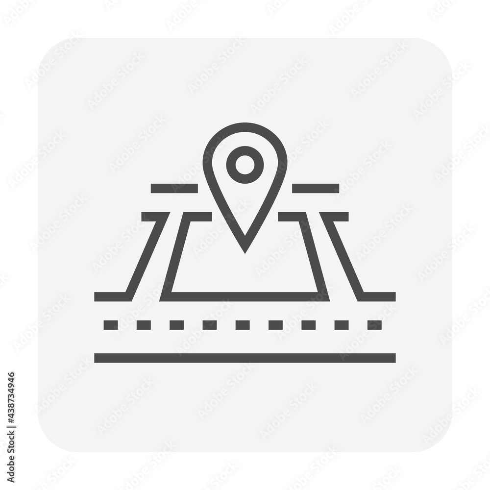 Land and gps pin vector icon. Consist of empty area, position pin point ...