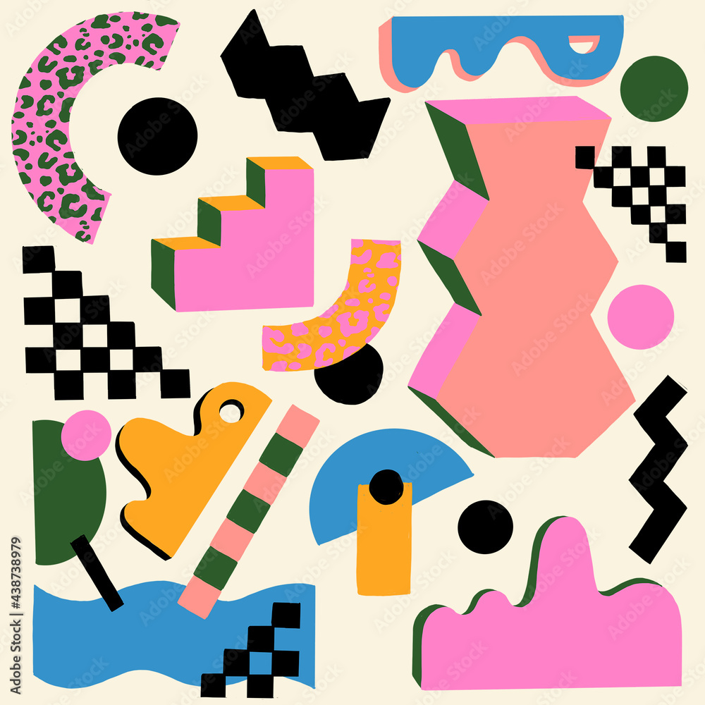 Retro Abstract Shapes Stock Illustration | Adobe Stock