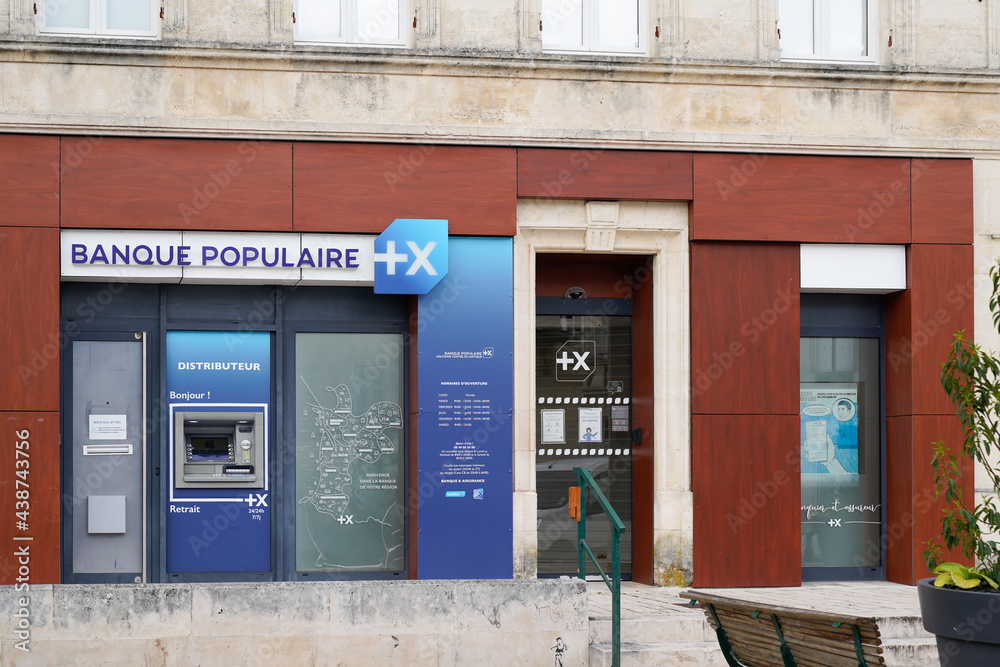 banque populaire atm building sign text retail and brand logo of bank ...