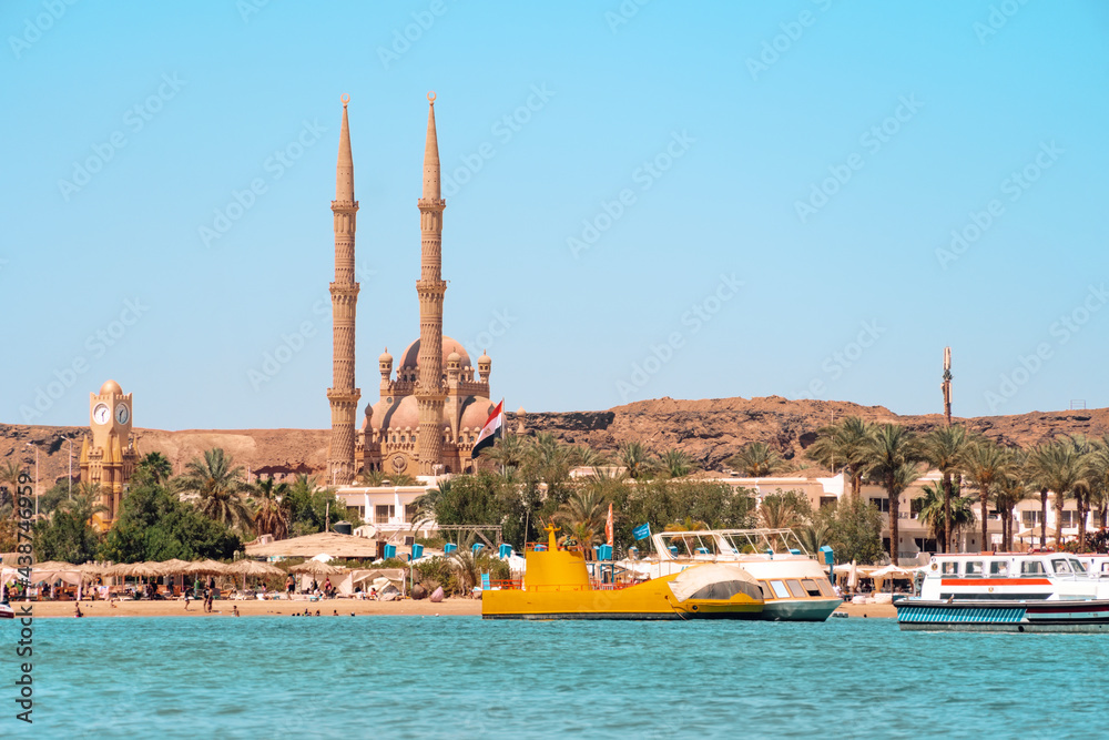 anorama of Old Market with the Al Sahaba Mosque in Sharm El Sheikh ...