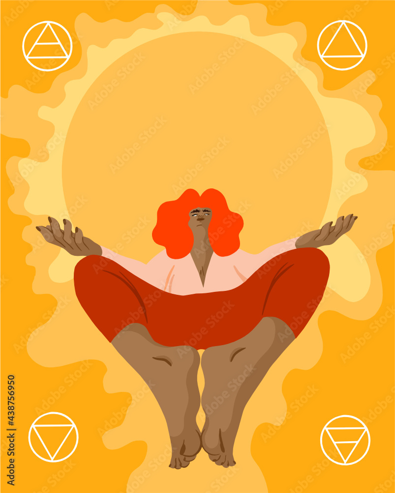 Wicca Witch Woman holding up her arms to bright sun. The Elements of ...