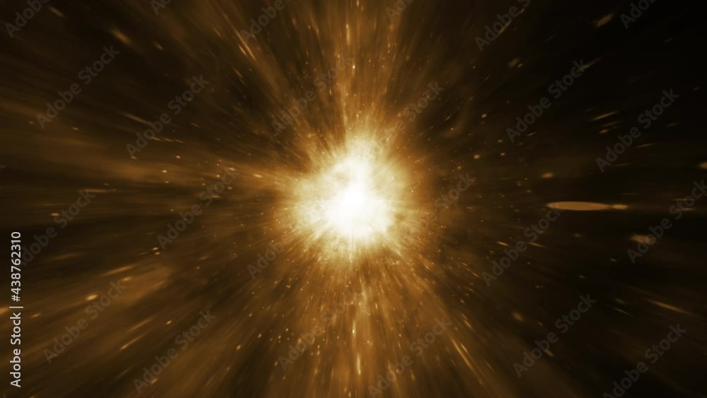 Hyperspace light speed space flight through bright gold space time ...
