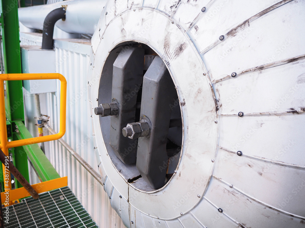Manhole of Heat recovery steam generator in power plant. Stock Photo ...