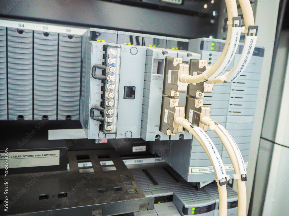 Wiring of control cable in control panel of DCS systems. Stock Photo ...