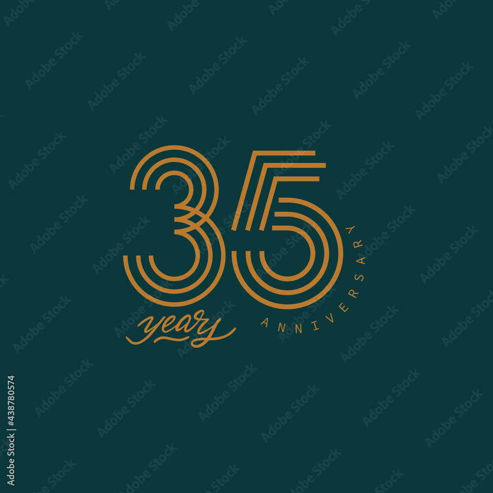 35 years anniversary pictogram vector icon, 35th year birthday logo ...