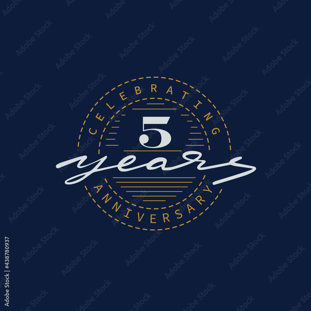 5 years anniversary pictogram vector icon, 5th year birthday logo label ...