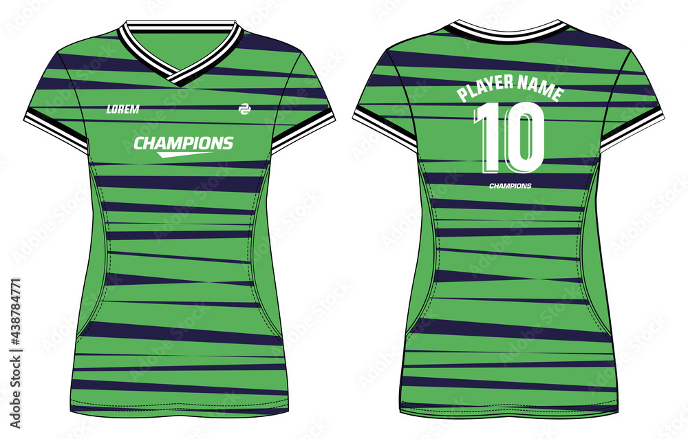 Women Sports Jersey t-shirt design with stripe pattern concept ...