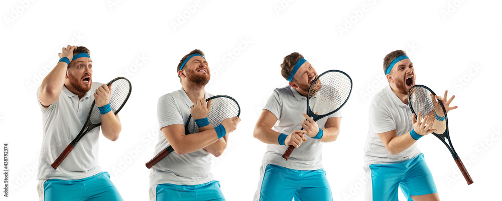 Angry. Highly tensioned game. Funny emotions of professional tennis ...