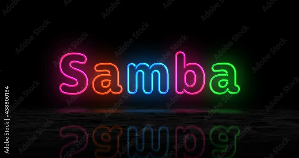 Samba neon glowing symbol. Light color bulbs with Brazil Rio de Janeiro ...