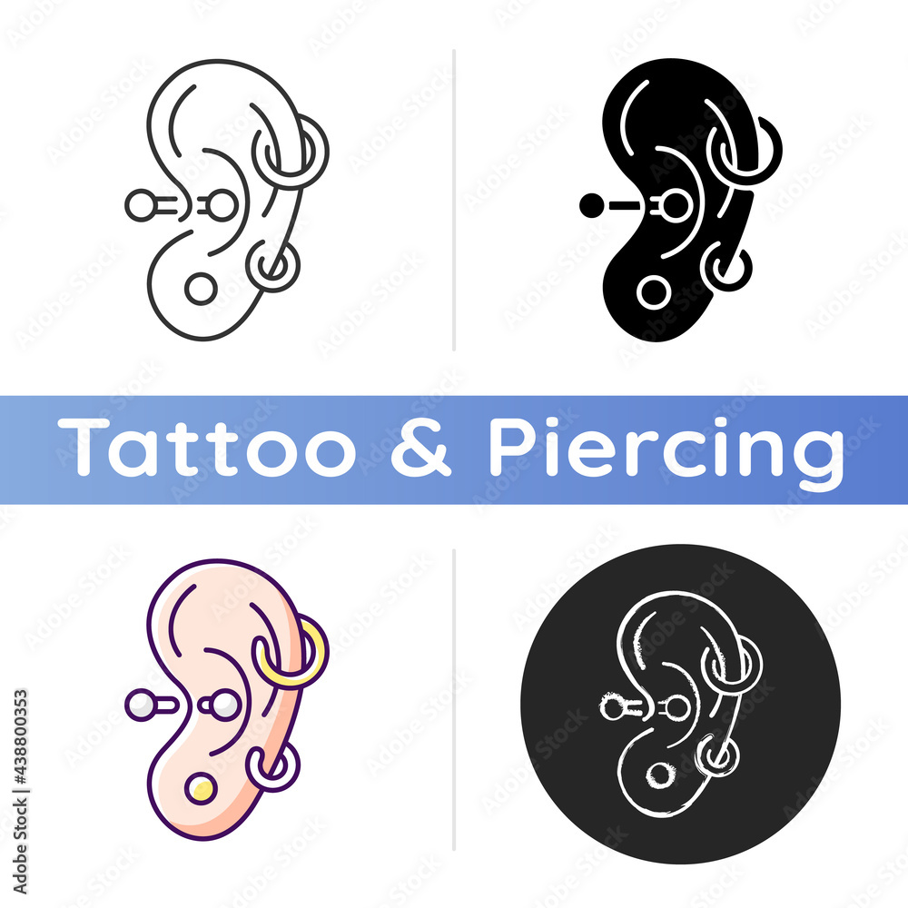 Ear piercing icon. Jewellery injected into human ears. Accessories made ...