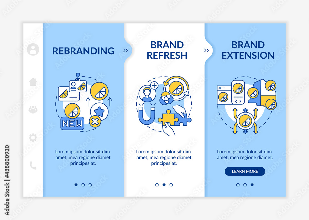 Brand identity change onboarding vector template. Responsive mobile ...
