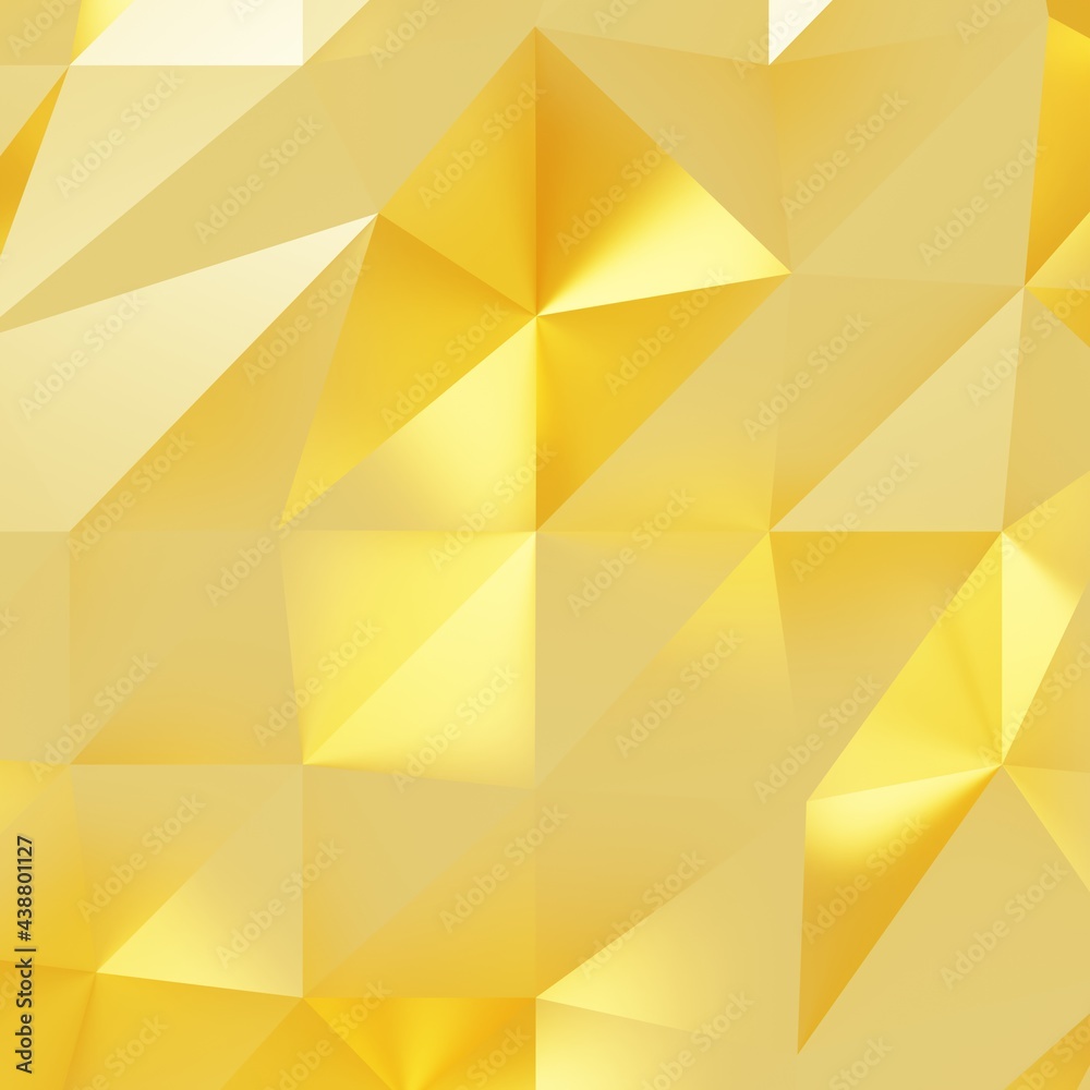 Gold polygon background 3d rendering, 3d illustration. Abstract triangle background. Gold ...