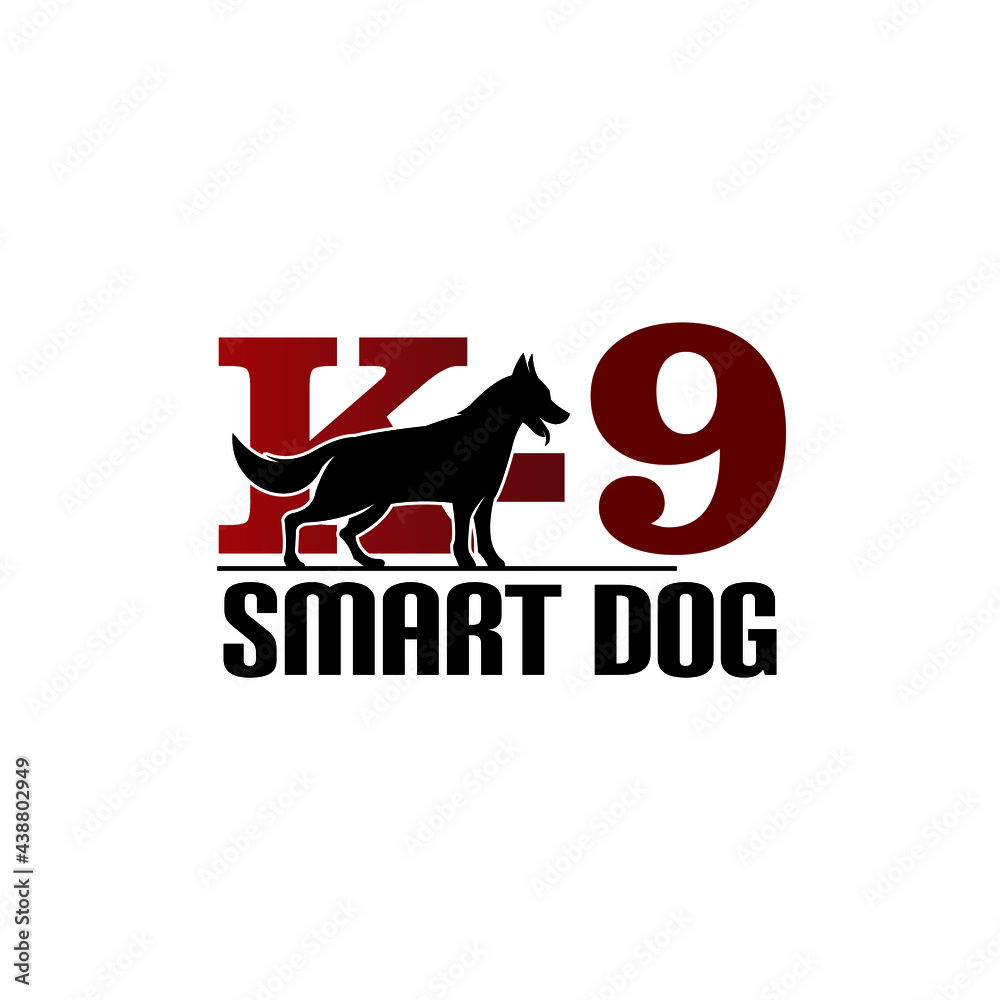 k-9 security dog logo, silhouette of clever breeds dog vector ...