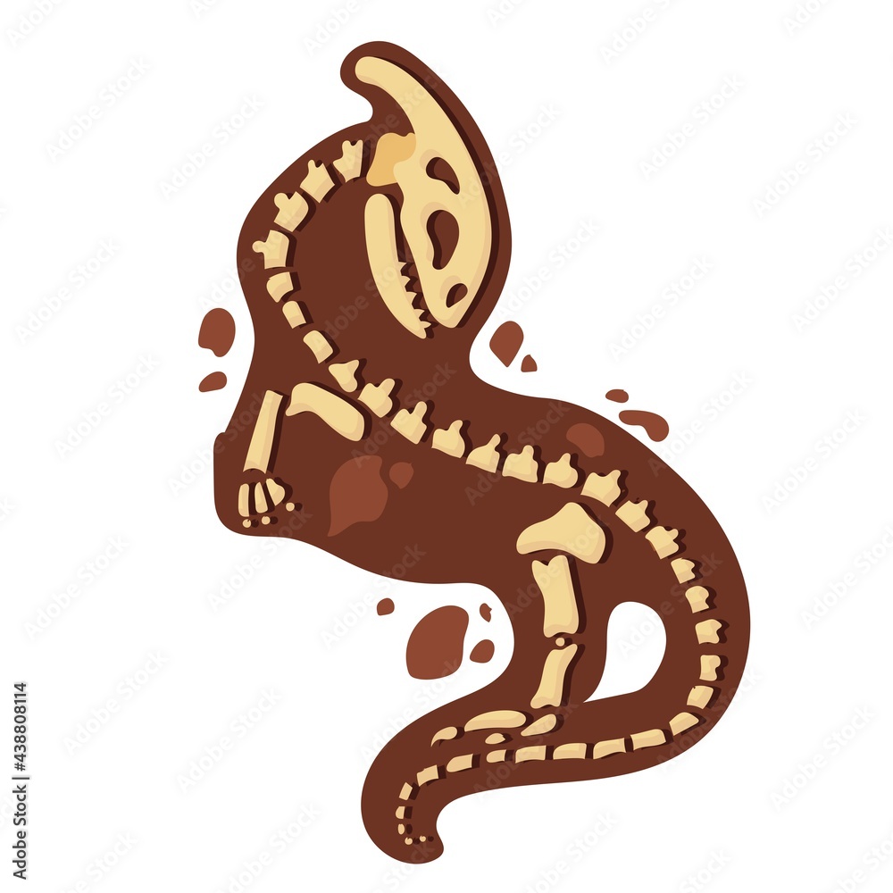 Dinosaur skeleton in cartoon style. The bones of a prehistoric animal ...