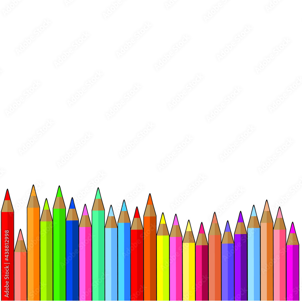 vector colour pencil background border frame Stock Vector | Adobe Stock