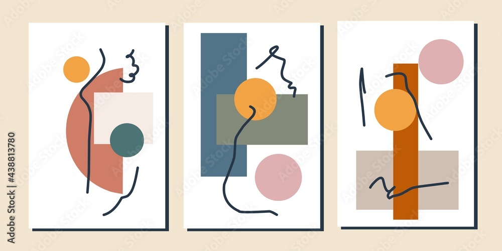 Set three of abstract Geometry painting wall art. Geometric patterns ...