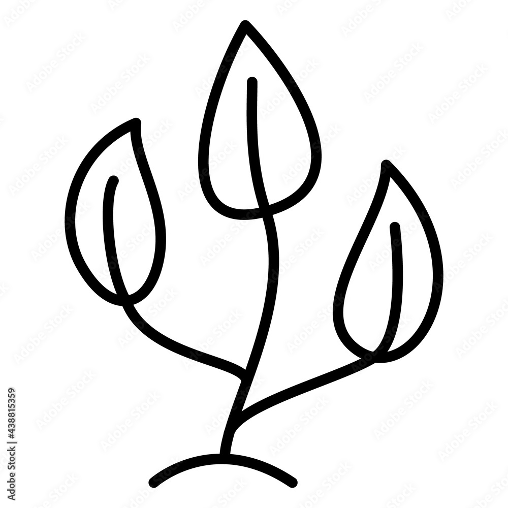 A sprout with leaves, a symbol of gardening, a young plant. Icon ...