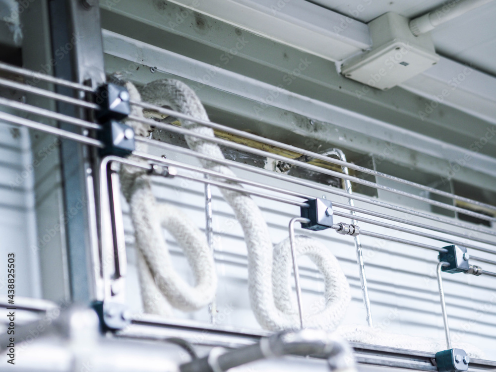 Small stainless steam pipe of sampling systems in power plant. Stock ...