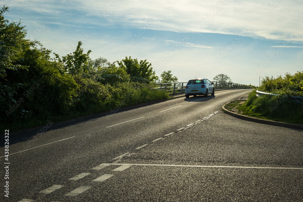 moving car on uk motorway road countryside junction in england Stock ...