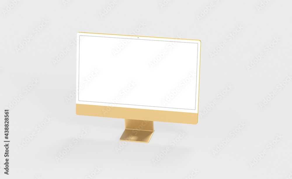 Computer display mock up with blank white screen. Stylish desktop ...