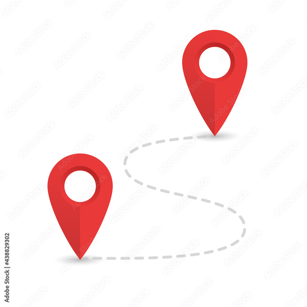 Distance travel icon. Locations in A and B points. Simple distance ...
