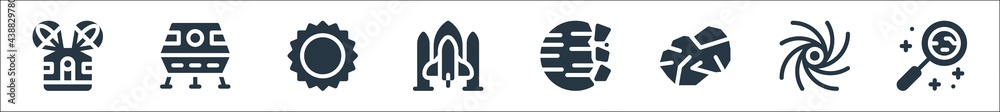 space glyph icons. filled vector icons such as research, milky way ...