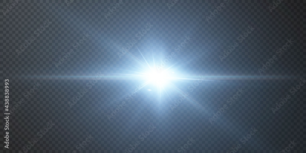 Package with blue horizontal highlights. Laser neon beams, horizontal ...