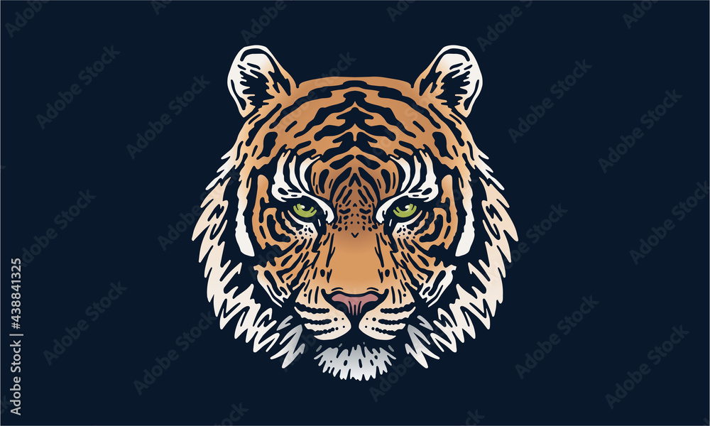 Sumatran tiger on dark background Stock Vector | Adobe Stock