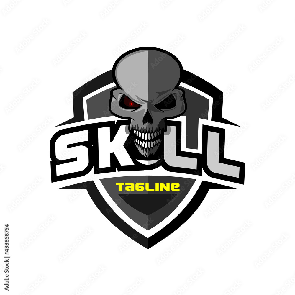 Skull logo design inspiration with shield background Stock Vector ...
