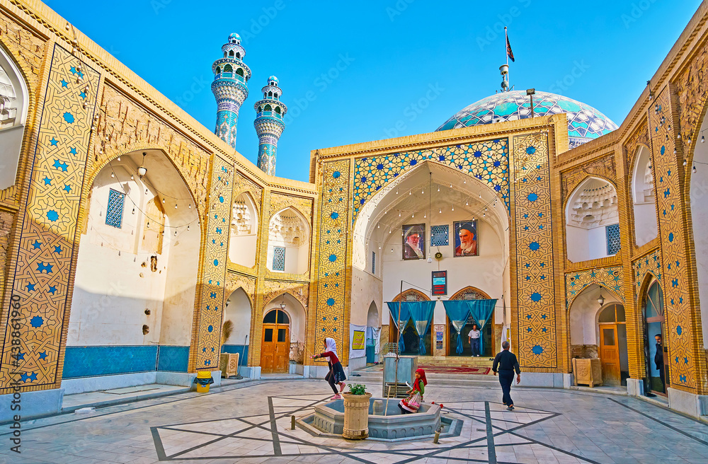 Photo & Art Print The courtyard of Imam Zadeh Jafar Shrine, Yazd, Iran ...