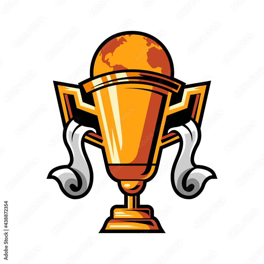 trophy vector mascot logo design with modern illustration concept style for badge, emblem and ...