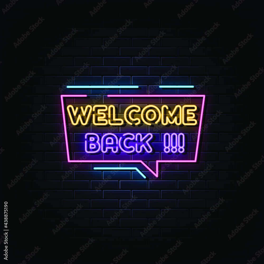Welcome back neon sign vector. neon symbol Stock Vector | Adobe Stock