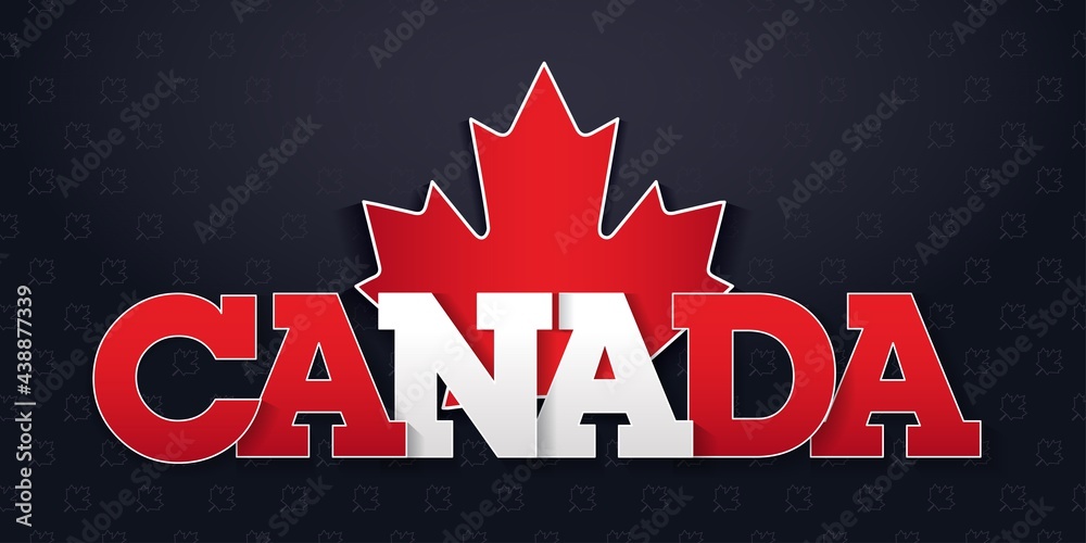 Canada word with flag and maple leaf design. Happy Canada Day banner ...