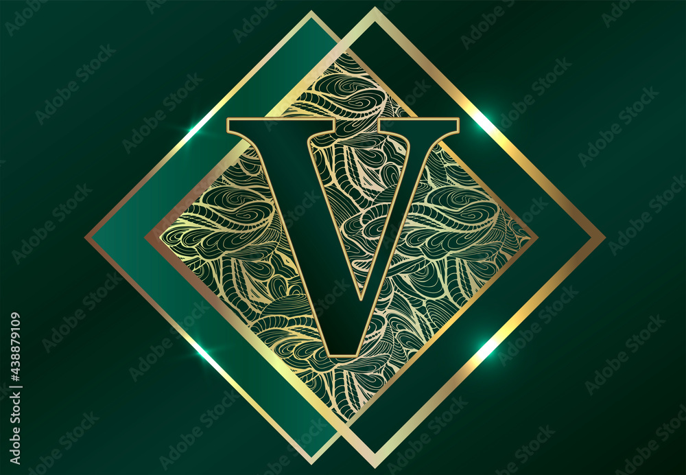 Letter V. Exclusive elite design of labels, badges, frames, logo ...