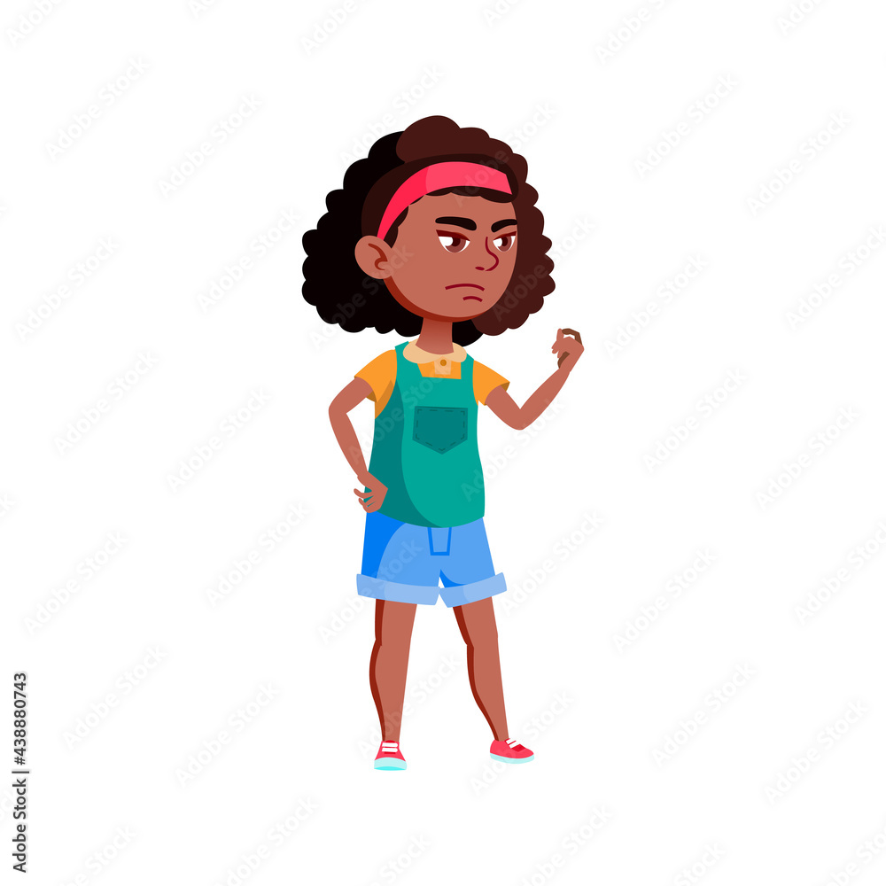 preteen girl with negative emotions staying in line cartoon vector ...