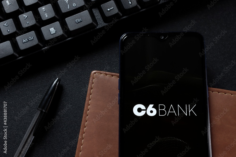 Bahia, Brazil - October 27, 2020: C6 Bank logo on smartphone screen, on ...