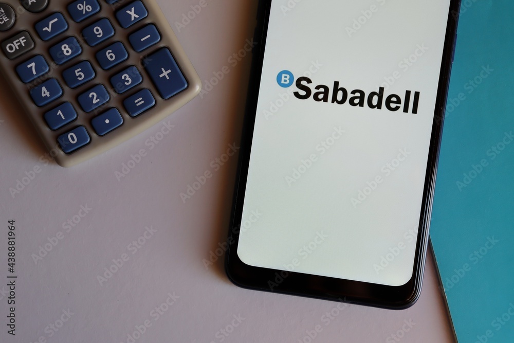 Bahia, Brazil - October 6, 2020: Sabadell Bank logo on smartphone ...