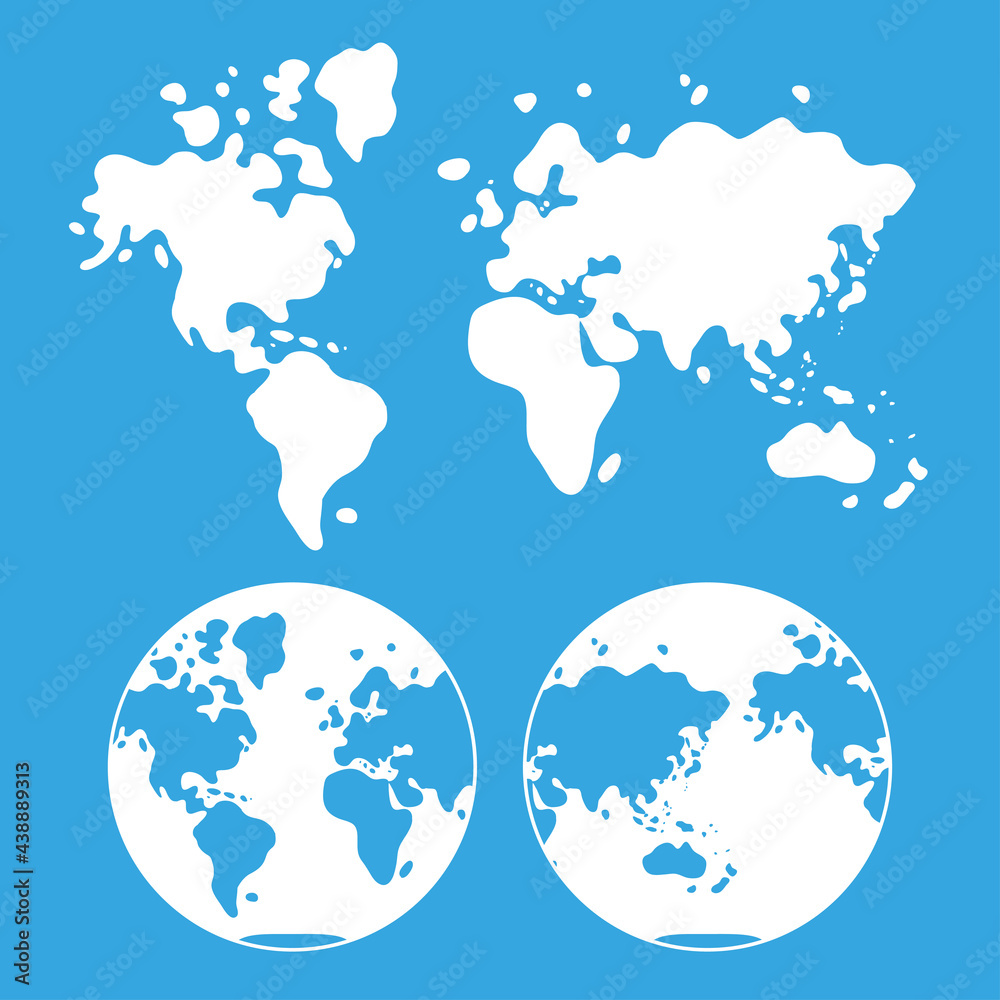 World map flat cartoon vector Stock Vector | Adobe Stock