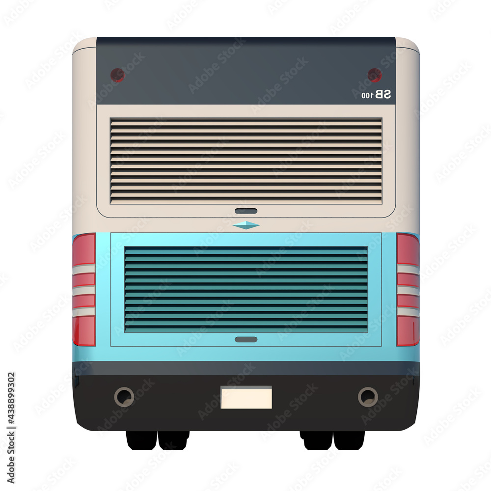 Urban Bus 1-Back view white background 3D Rendering Ilustracion 3D ...