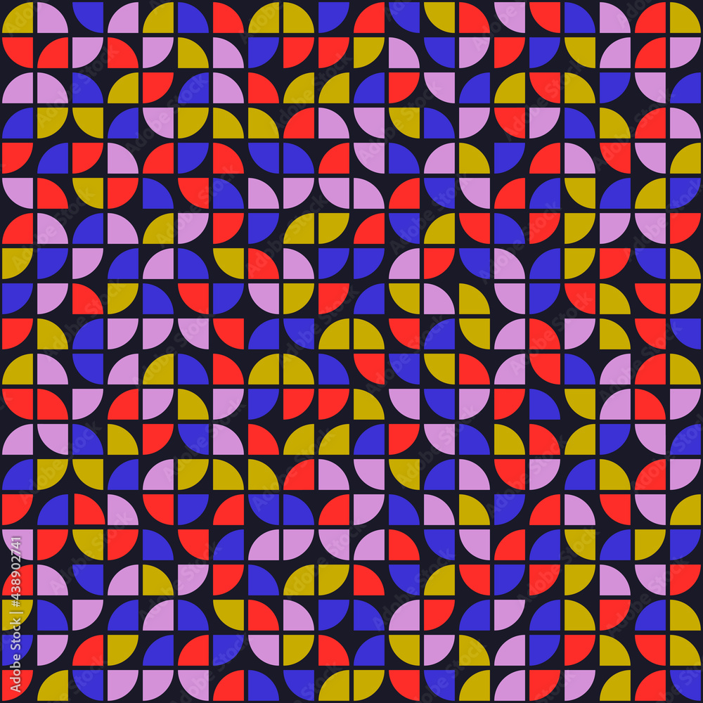 Colorful quarrters. Geometric quarters of circles. Decoratice and ...