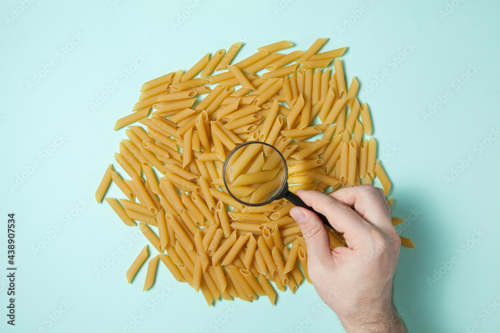 Quality control about Italian pasta. Concept image with Italian pasta ...