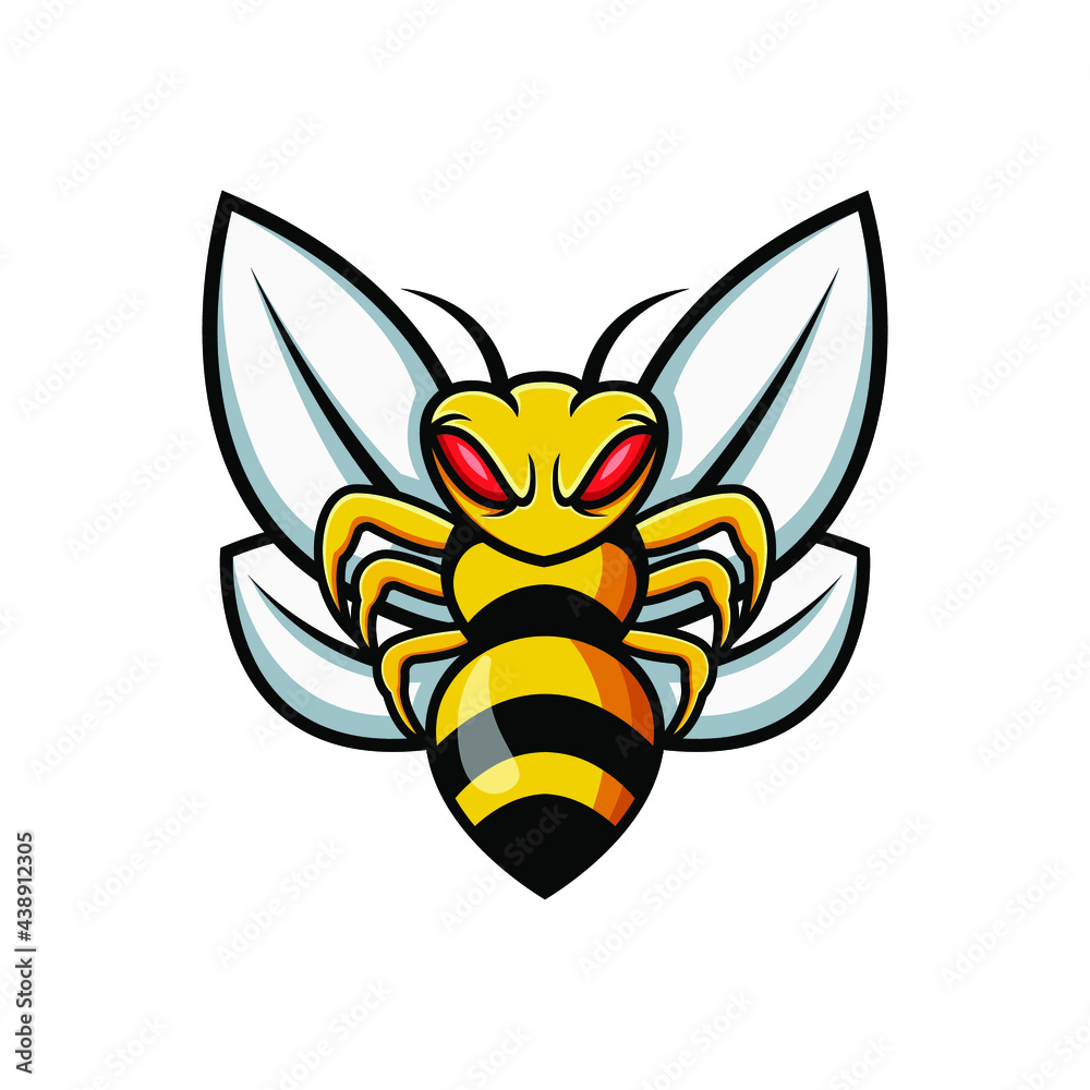 Wasp Logo design template. Bee e-sport logo vector illustration Stock ...