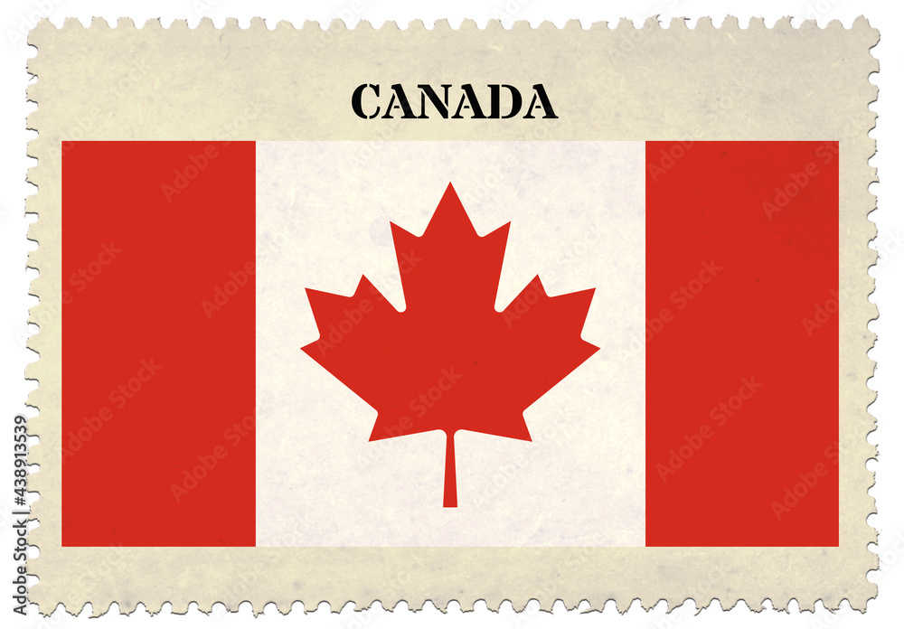 Canada flag Postage stamp isolated on white background with clipping ...