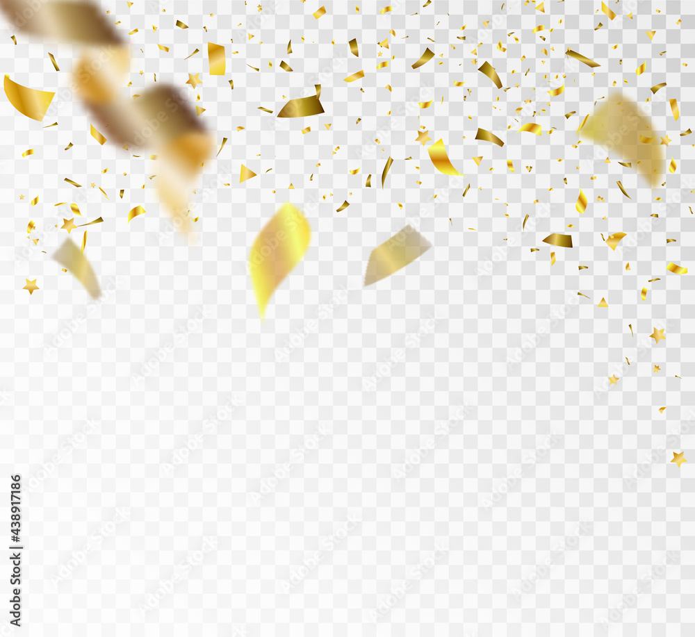 Festive vector illustration with confetti isolated on white background ...