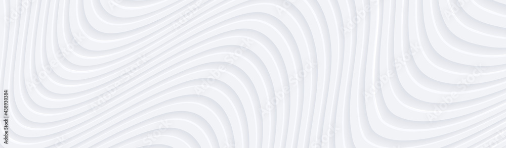 3D white silver wavy background for business presentation. Abstract ...