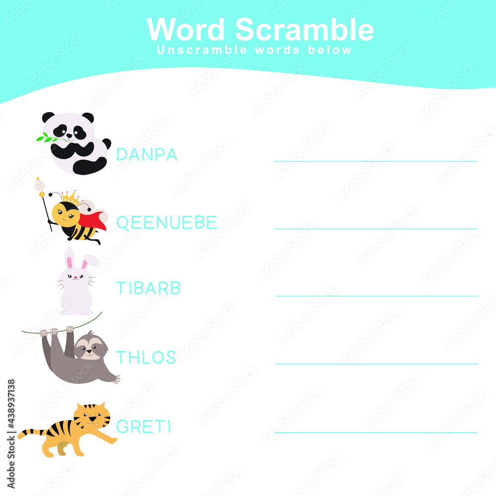 Animals Spelling Word Scramble. Animals spelling words w. Educational ...