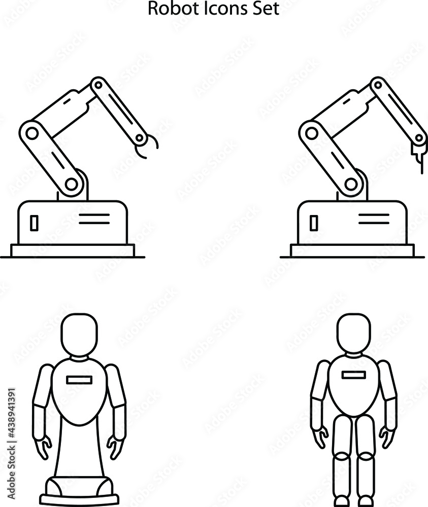 robot icons set isolated on white background. robot icon thin line ...