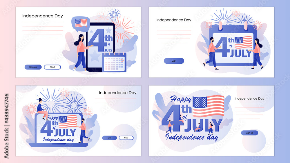 Fourth of July. Tiny people celebrate United States Of America ...